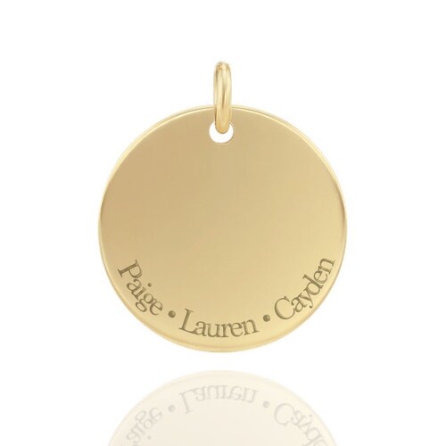 Solid 14k Gold Custom Engraved Pendant Various Diameters | Etsy