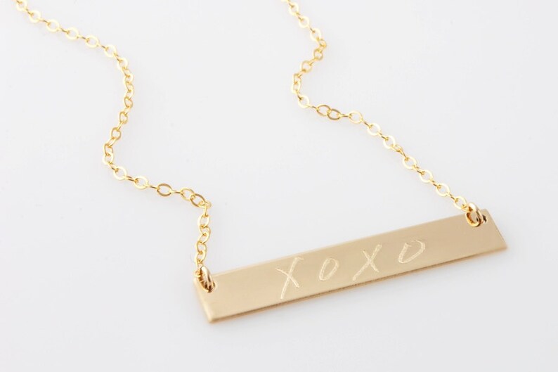 Actual Handwriting Engraved 14k Gold Filled Horizontal Gold Bar ...