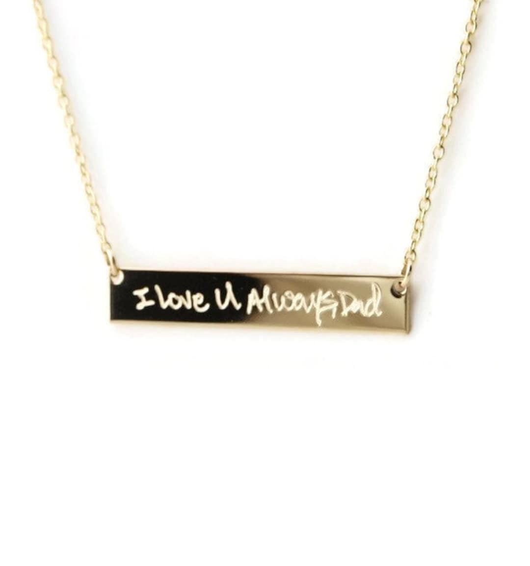 Actual Handwriting Engraved 14k Gold Filled Horizontal Gold Bar ...