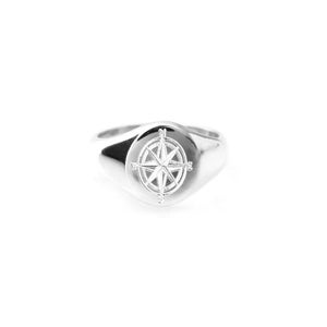 Compass Rose or Any Other Custom Design Signet Ring in Sterling Silver ...