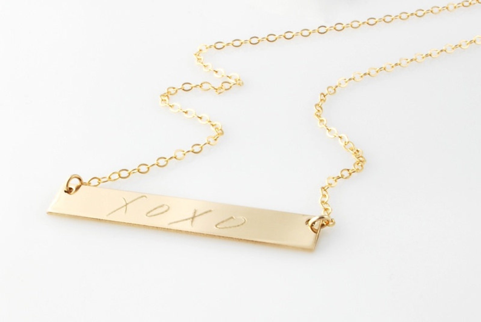 Actual Handwriting 14k Gold Filled Horizontal Gold Bar - Etsy