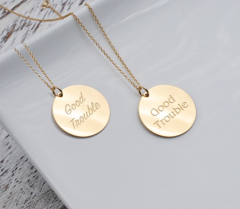 Solid 14k Gold Custom Engraved Monogram Pendant Personalized | Etsy