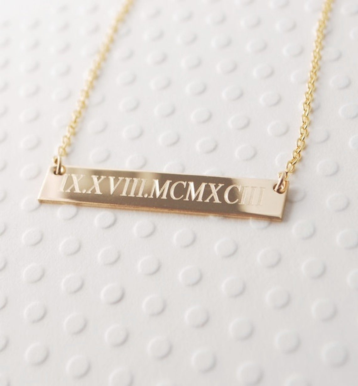 Roman Numeral engraved horizontal Bar nameplate necklace | Etsy