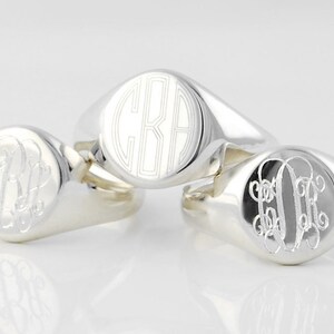 Monogrammed Signet Ring - Personalized Engraved Solid Sterling Silver ...