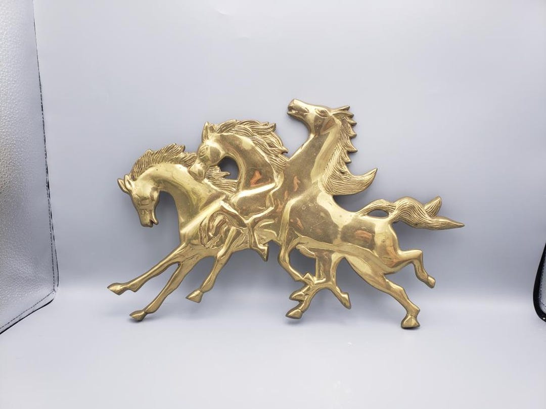 Vintage Brass Galloping Horse Wall Hanging 16” L X 10” H - Etsy