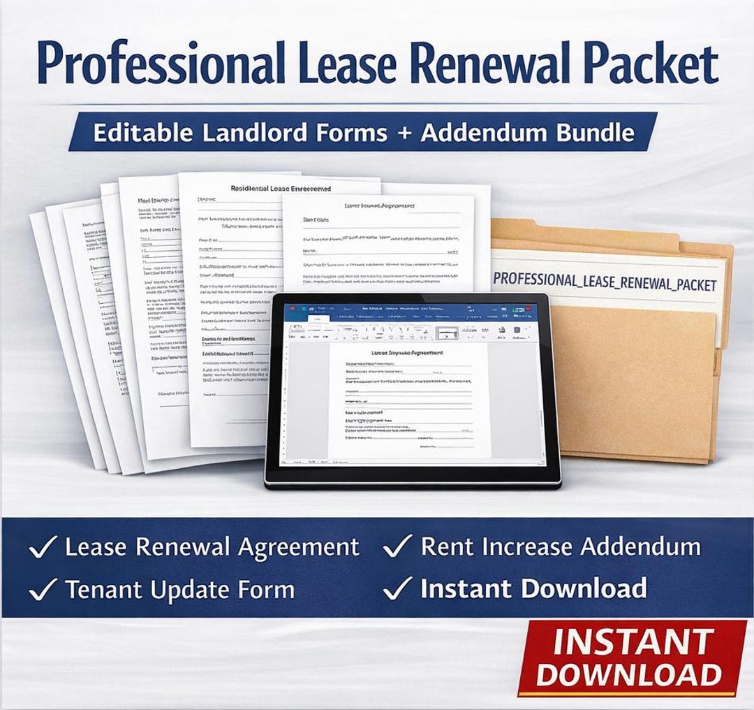 Lease Renewal Packet With Addendums (professional Editable Templates ...
