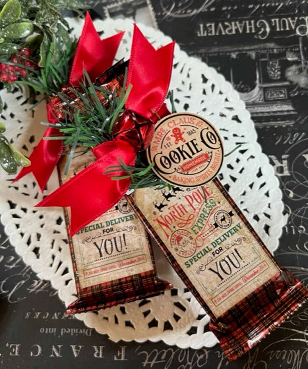 Christmas Holiday Shortbread Cookie Tea Favors, Christmas Shortbread ...