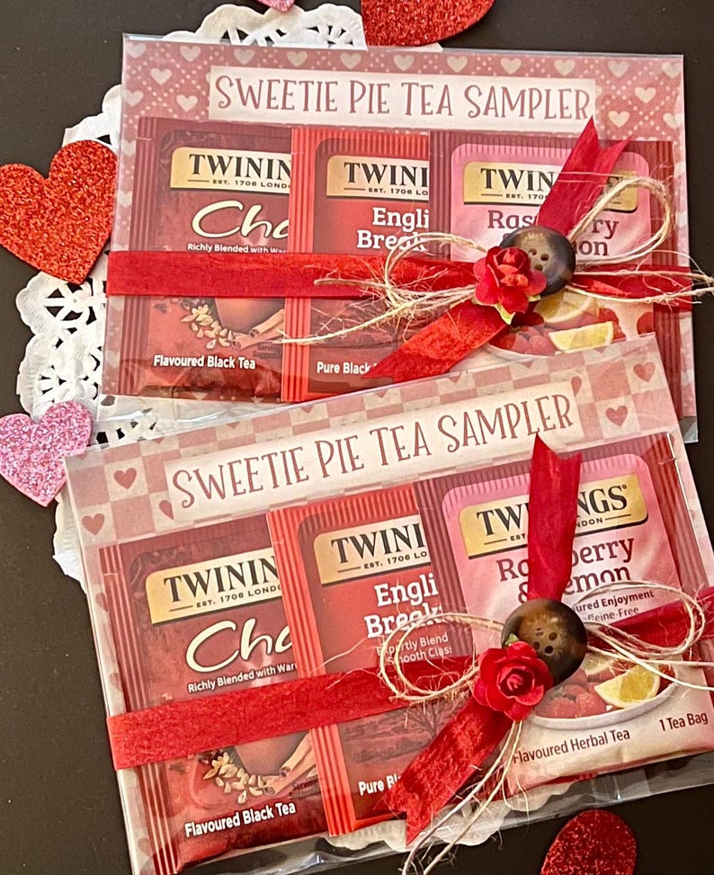 Set of 2 Valentine Tea, Sweetie Pie Tea Sampler, Tea Packets for Favors ...