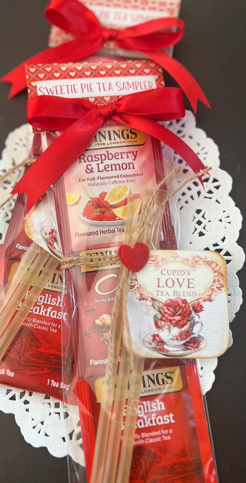 Set of 2 Valentine Tea With Honey, Sweetie Pie Tea Sampler, Tea Packets ...