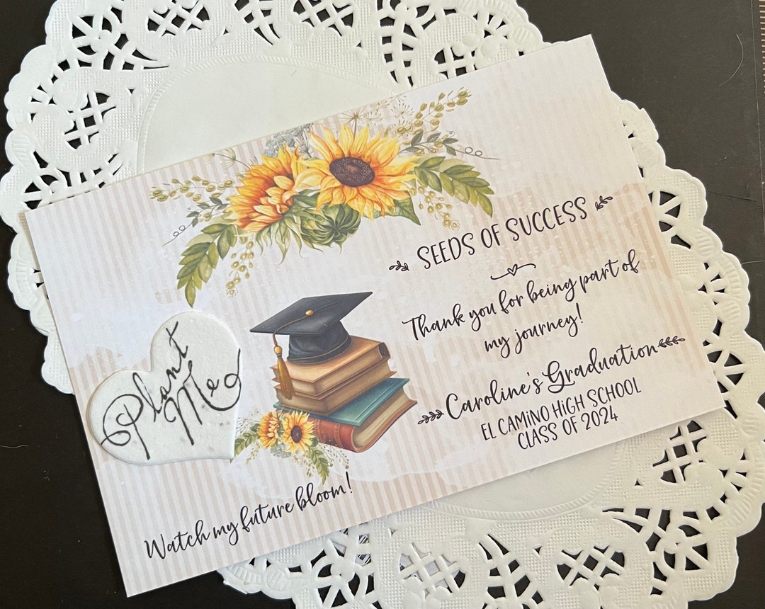 Printed Graduation, High School, College Wildflower Seed Favor Packets ...
