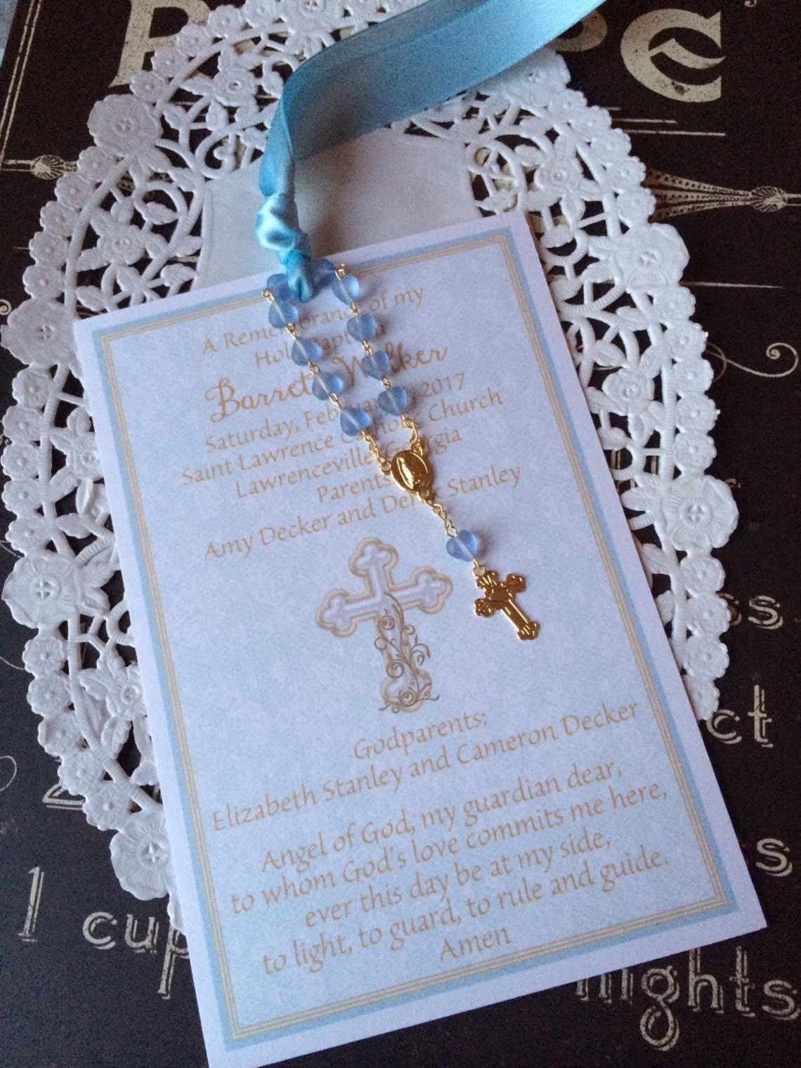 Baptism Favor, Christening Favor, First Communion Favor, Prayer Card ...