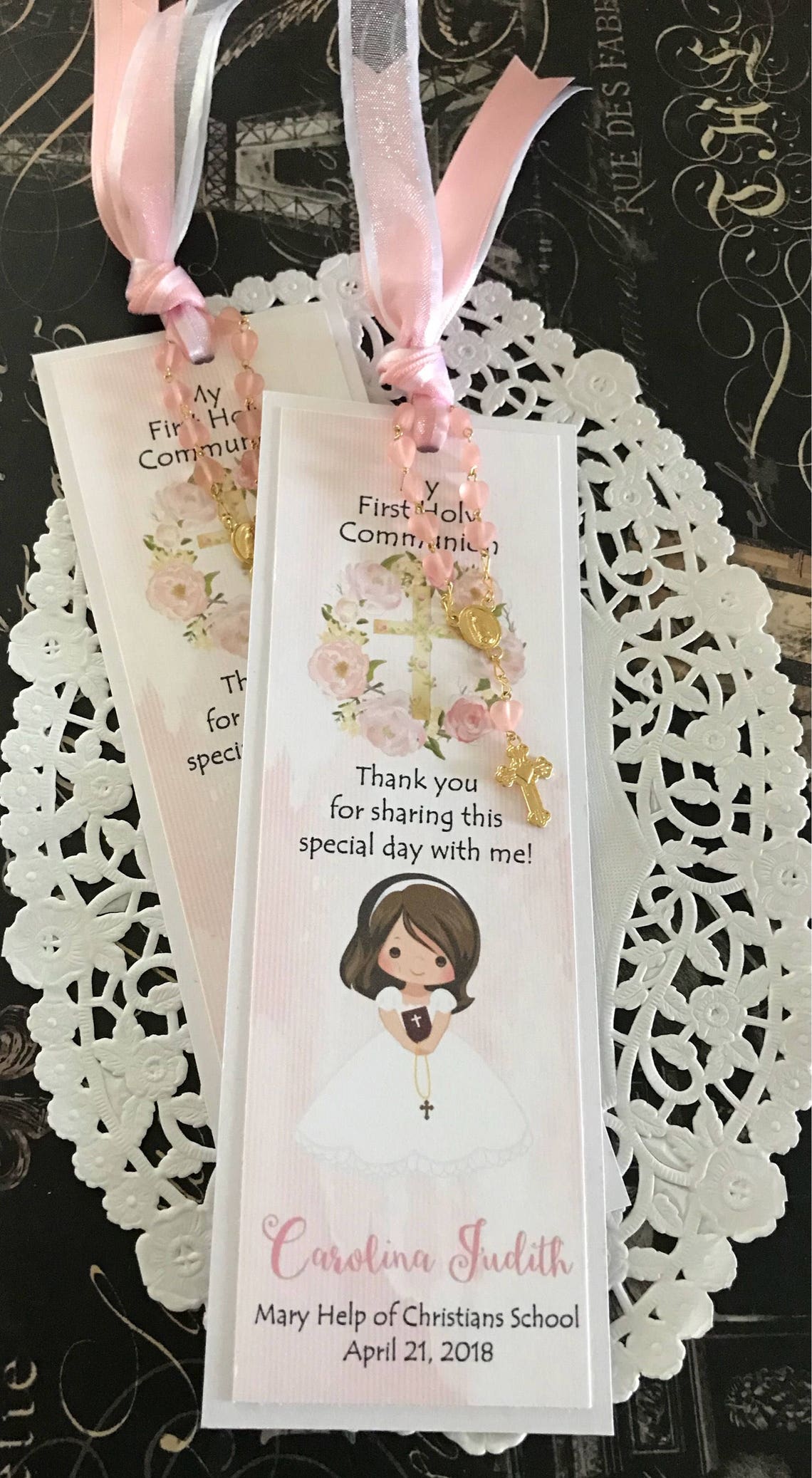 Girl's First Communion Favor Baptism Bookmark - Etsy