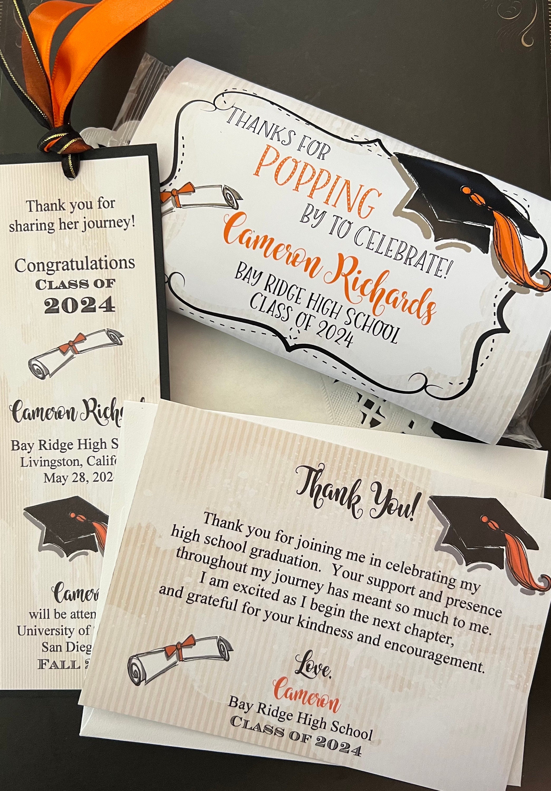 Printed Graduation Thank You Card, High School Graduation, Thank You ...