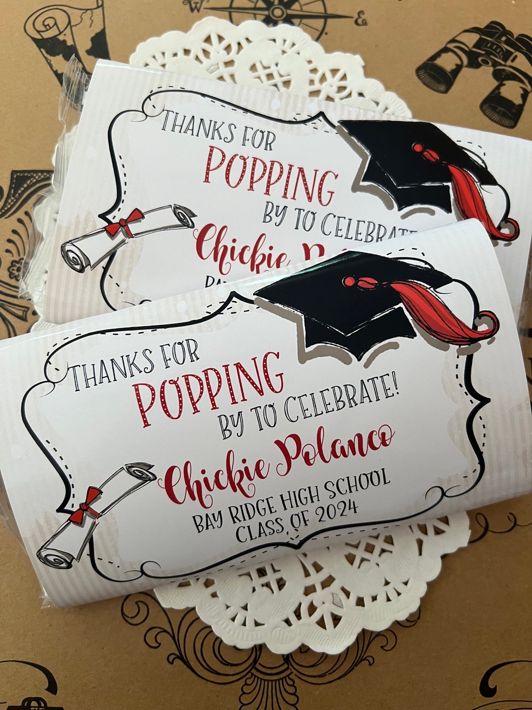 Graduation Popcorn Treat Favors With Decorative Paper Wrap, Classroom ...