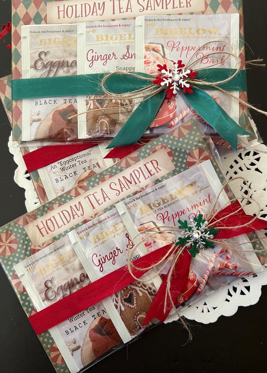 Set of 2 Holiday Tea Sampler, Tea Packets for Favors, Hostess and ...