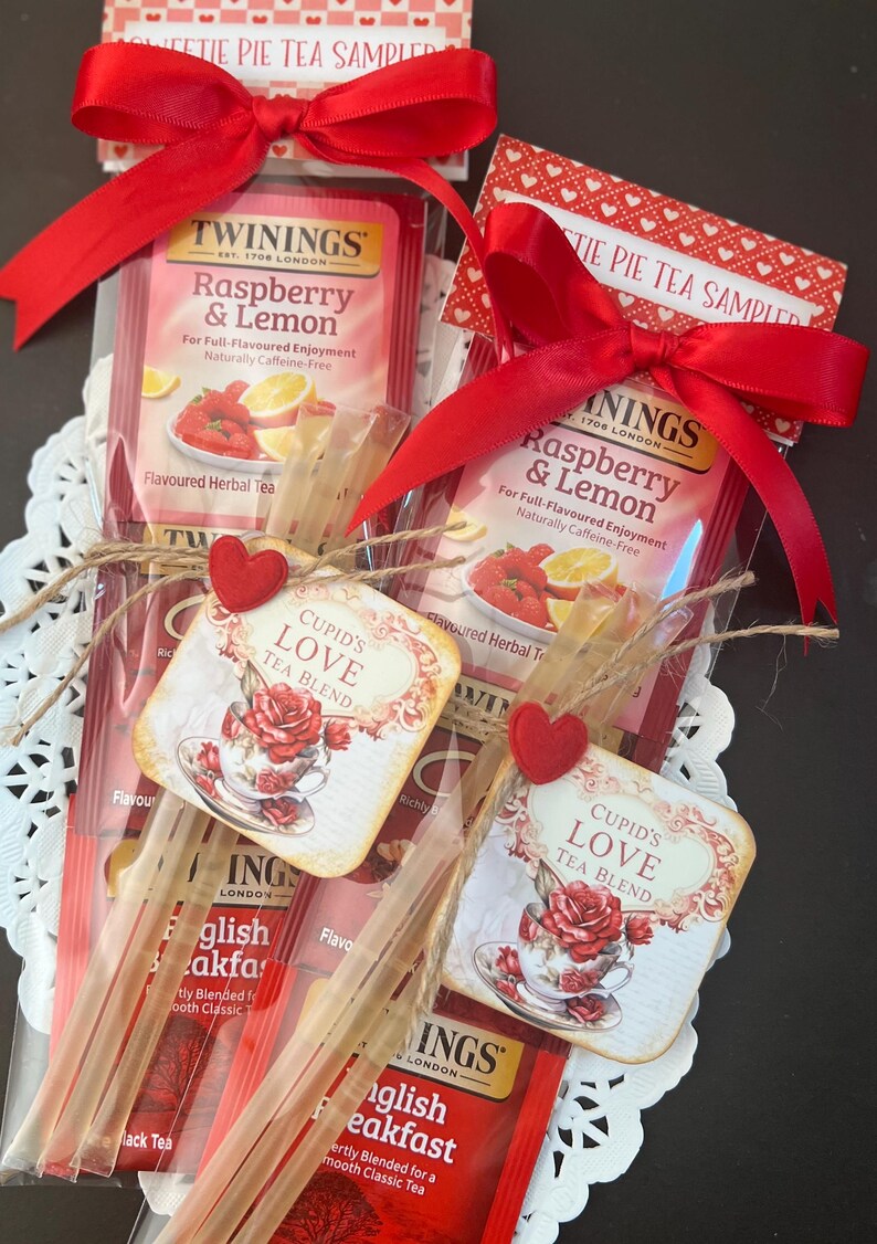 Set of 2 Valentine Tea With Honey, Sweetie Pie Tea Sampler, Tea Packets ...