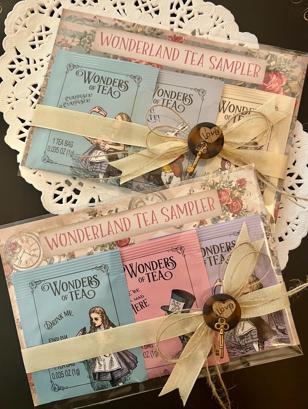 Set of 2 Alice in Wonderland Tea Sampler, Tea Packets for Favors ...