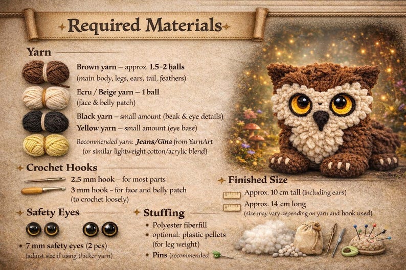 Owl Crochet Pattern – Amigurumi Plushie Toy, Beginner Friendly (PDF Download) - Etsy
