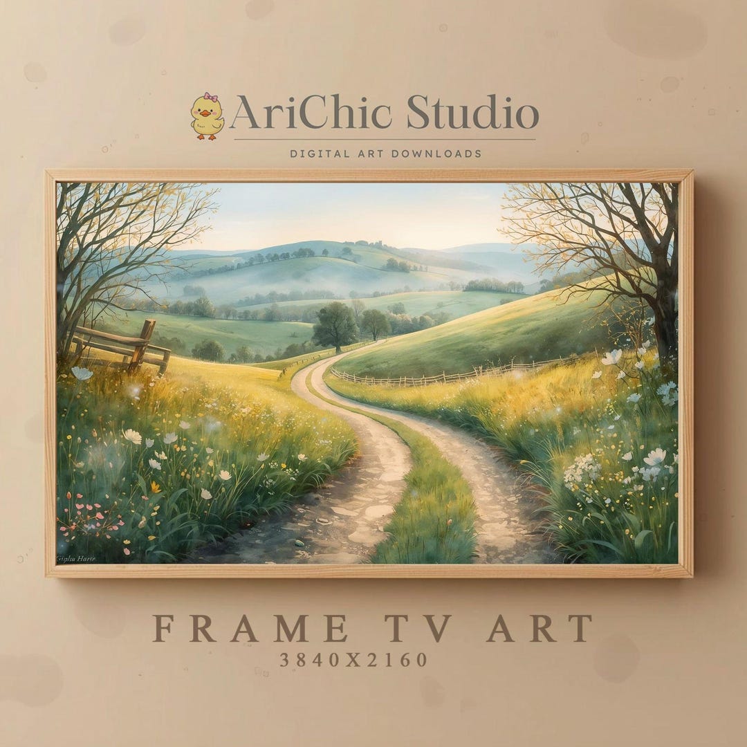 Spring English Meadow Watercolor | Whimsical Countryside Path | Samsung ...