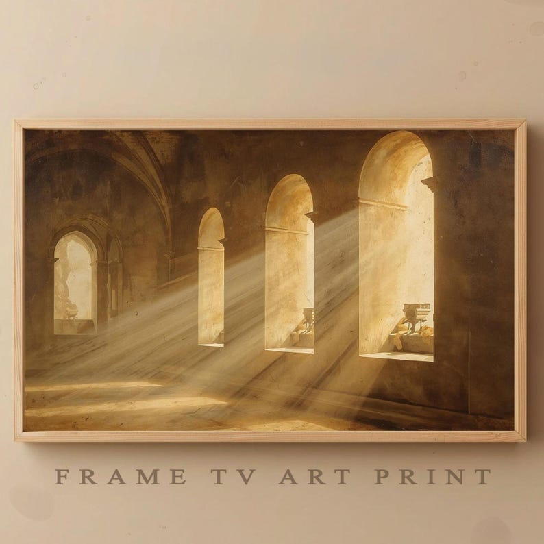 Vintage Doxology Christian Frame TV Art, Antique Sacred Oil Painting ...