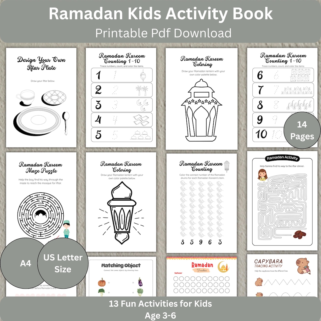 Ramadan Kids Activity Book, Islamic Preschool Workbook, Coloring ...