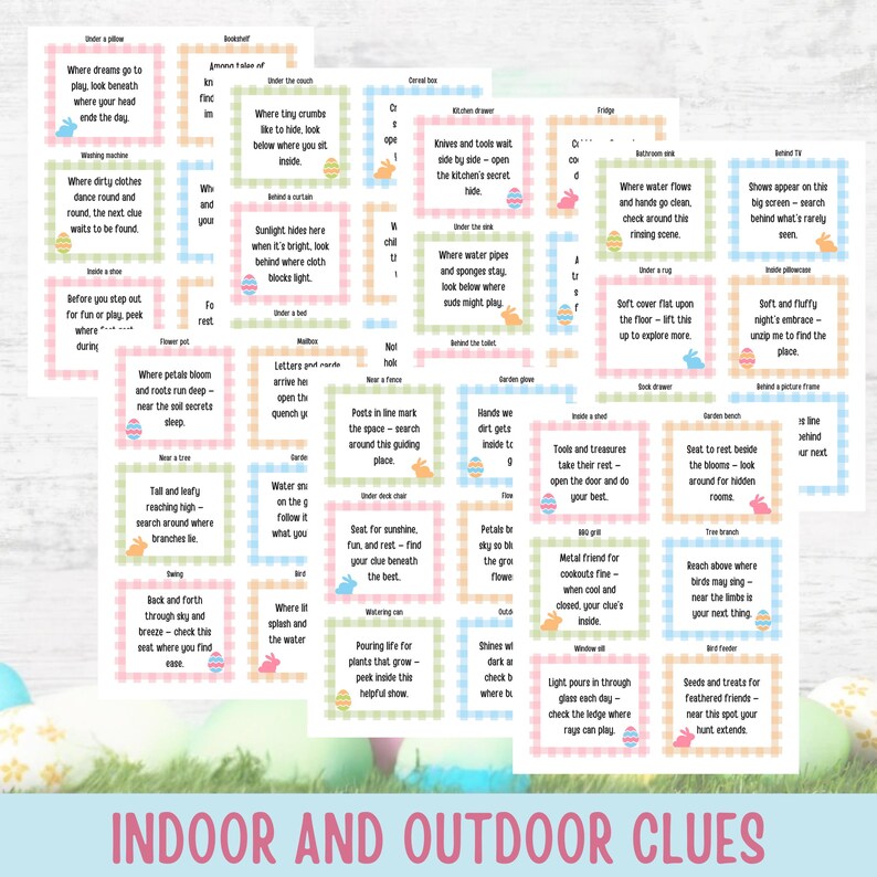 Easter Scavenger Hunt Printable, Easter Egg Hunt Clues, Indoor ...