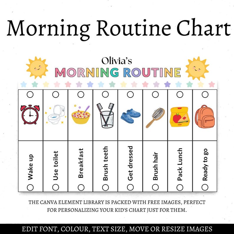 Kids Flip Routine Chart Printable – Morning & Bedtime Visual Schedule ...