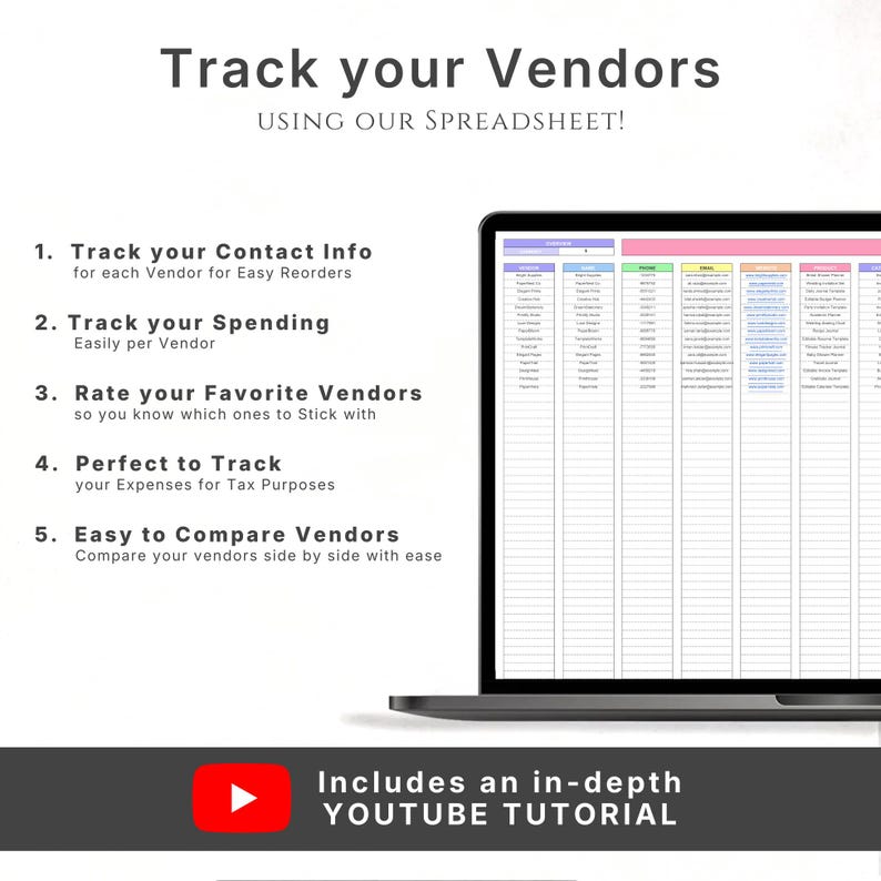 Vendor List & Supplier Tracker – Excel Spreadsheet Template for ...