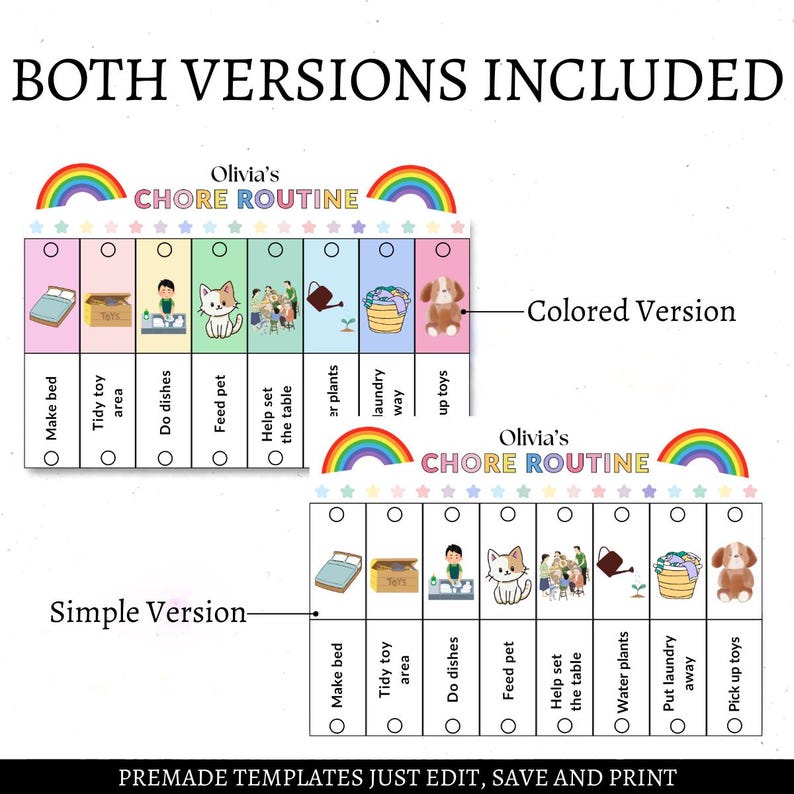Kids Flip Routine Chart Printable – Morning & Bedtime Visual Schedule ...