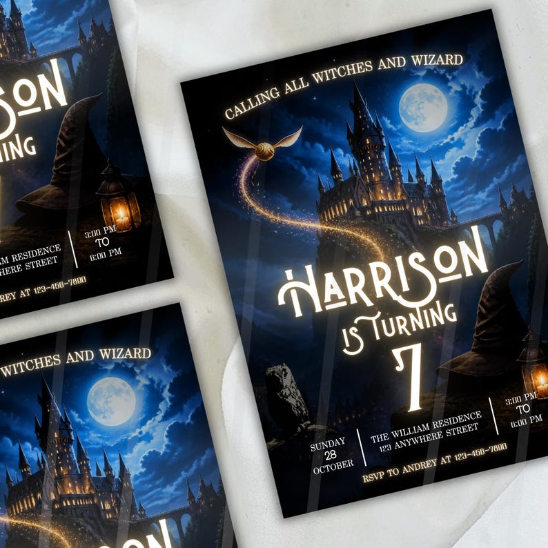Wizards Witches Birthday Invitation – Magical School Wizardry Party ...