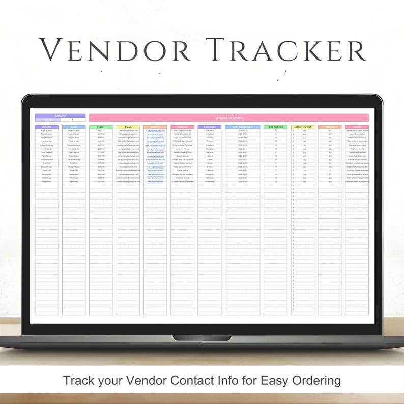 Vendor List & Supplier Tracker – Excel Spreadsheet Template for ...