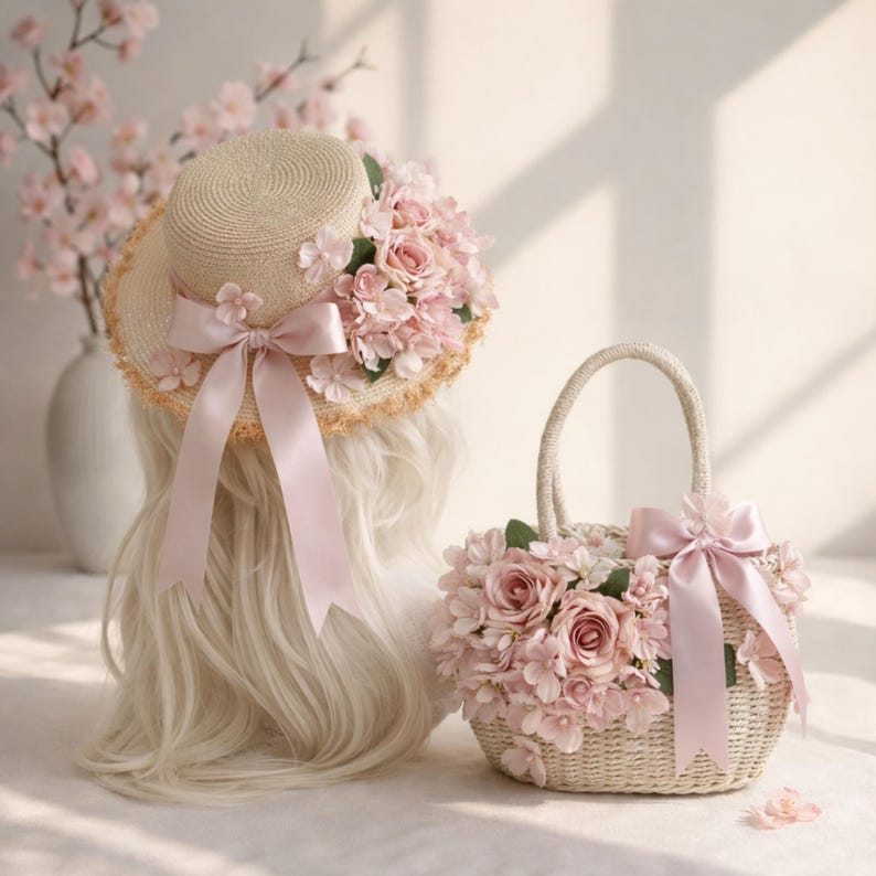 Summer Spring Straw Hat for Women, Vintage Floral Beach Sun Hat ...