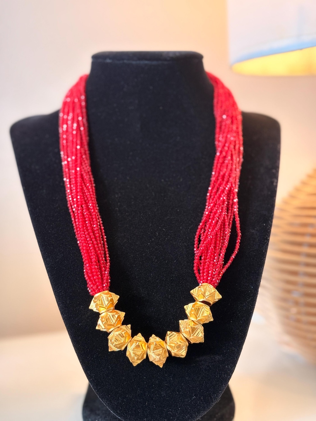 Red & Gold Short Naugedi Necklace | Nepali Boho Jewelry - Etsy