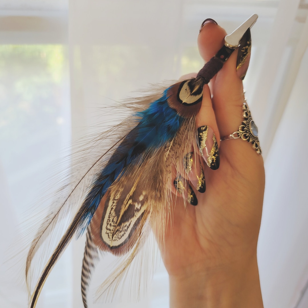 Royal Blue and Neutral Feather Clip ATM Grabber Bracelet Helper ...