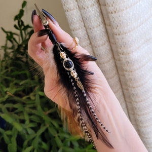 Rooster and Pheasant Feather Credit Card Clip With Skulls Bead Accents ...