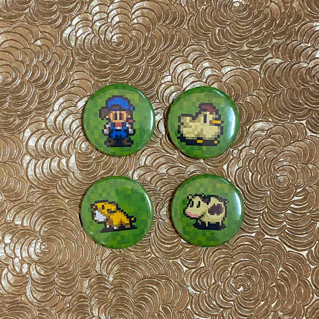 Set of 4 Harvest Moon Pixel Art 1" Pinback Buttons - Etsy