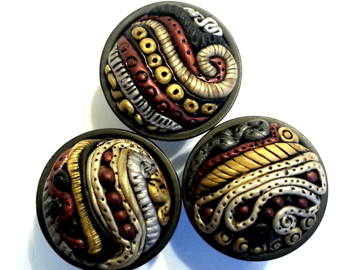 Set of 3 Outrageous Knobs Each One Different Stunning Elegant Awesome Unique Cabinet Drawer Pull ...