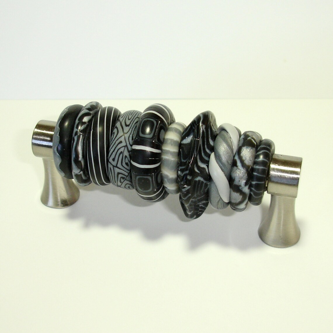 Unique Drawer Pull Handle in Silver Gray Black & White by | Etsy