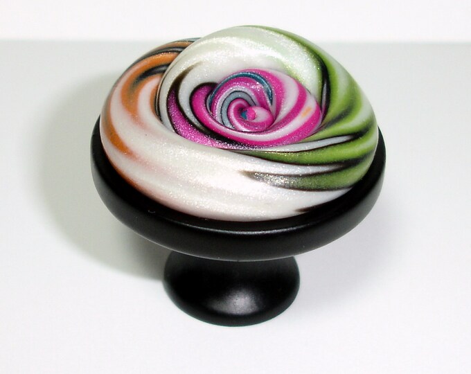 Spiral Cabinet Knobs in White, Orange, Green & Pink by Outrageous Knobs CCB352 Unique Knob - Etsy