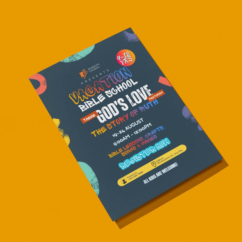Vacation Bible School Invite Template | Kids Ministry VBS Flyer (canva ...