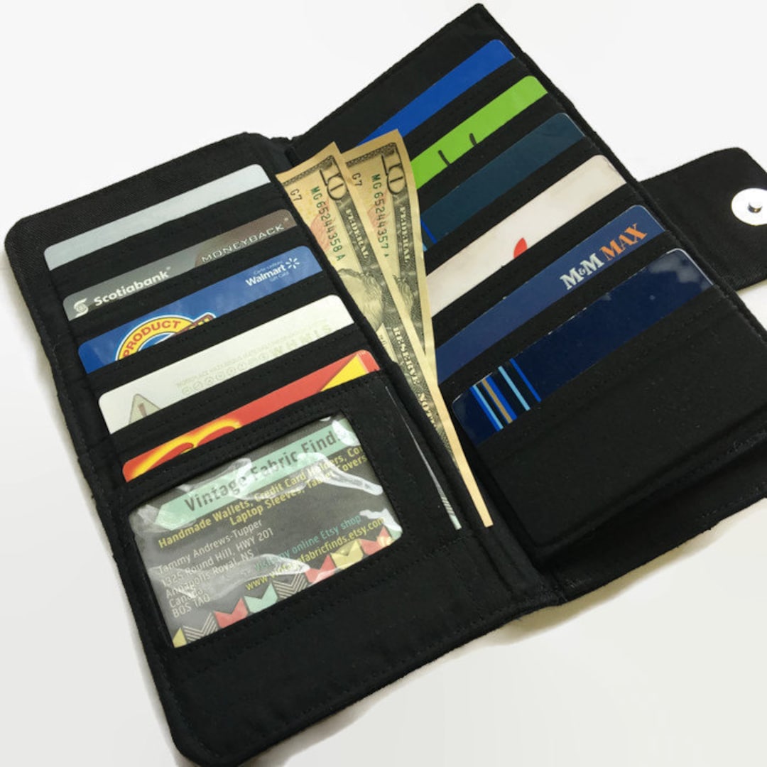 Women's Card Wallet - Card Wallet - Black Wallet - Card Organizer ...