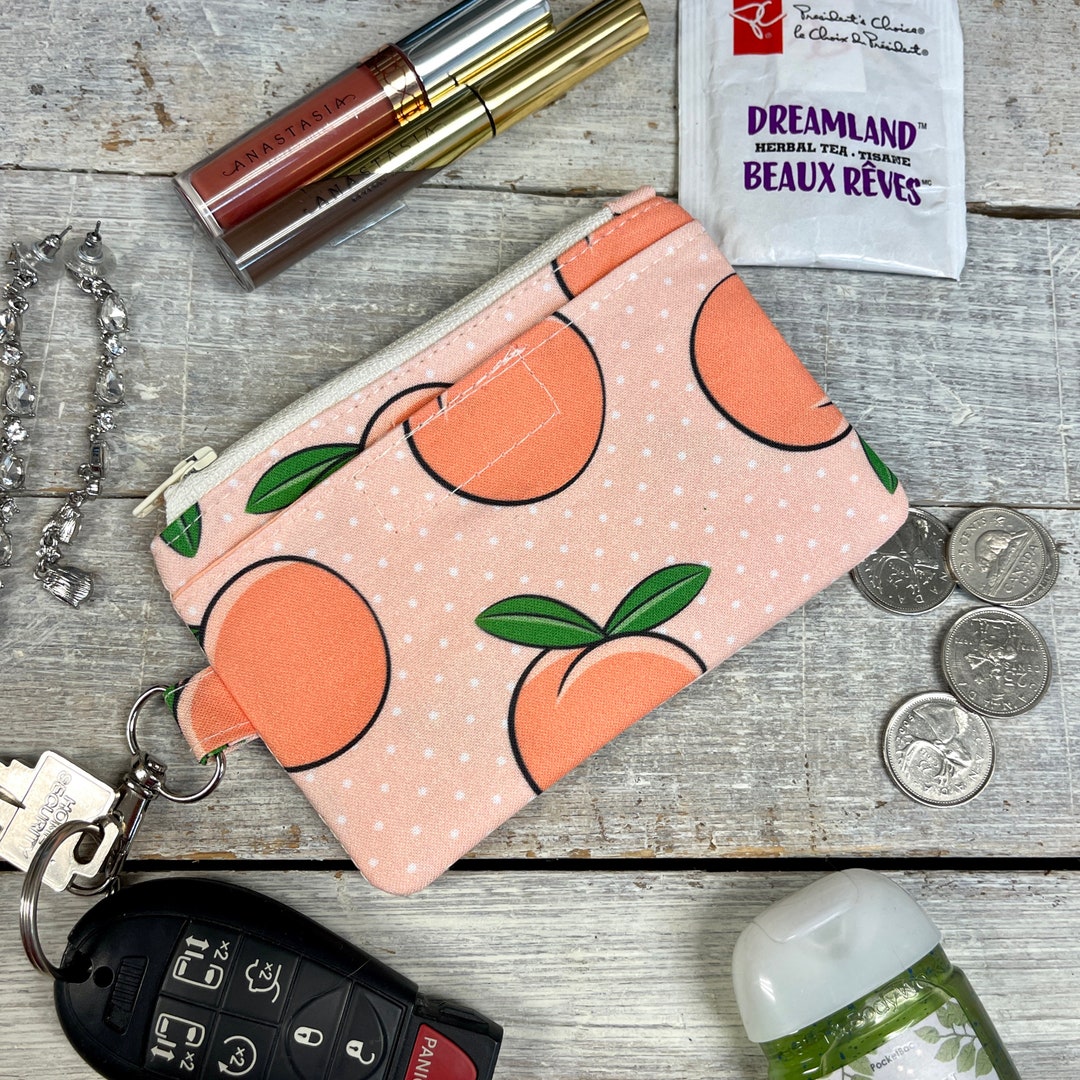ID Holder Peaches Grab and Go Wallet Zippered Pouch Debit Card Holder ...
