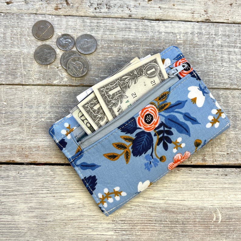 Small Credit Card Holder Card Holder Blue Floral Wallet - Etsy
