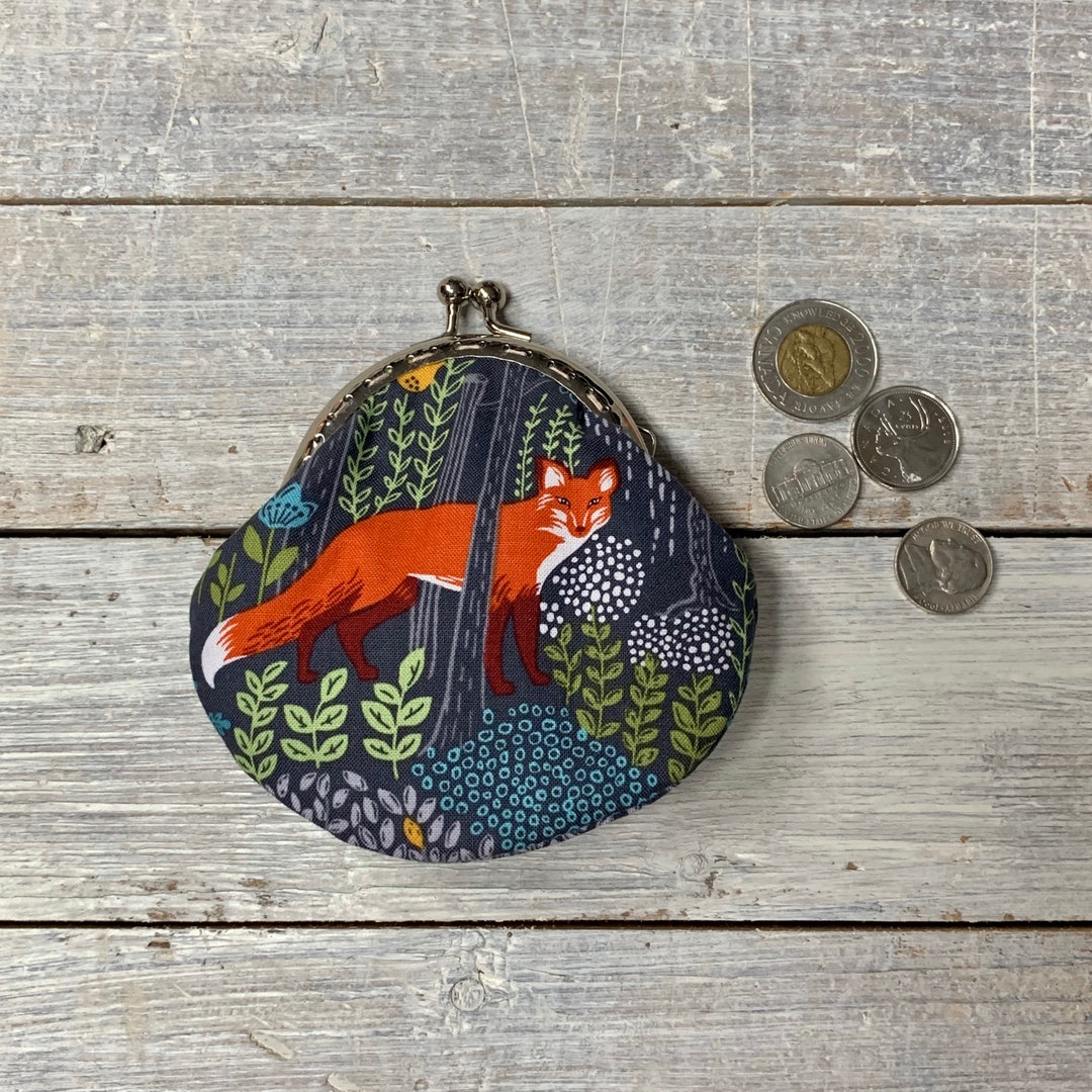 Fox Coin Purse: Handmade Cotton Kiss Lock Change Purse - Etsy