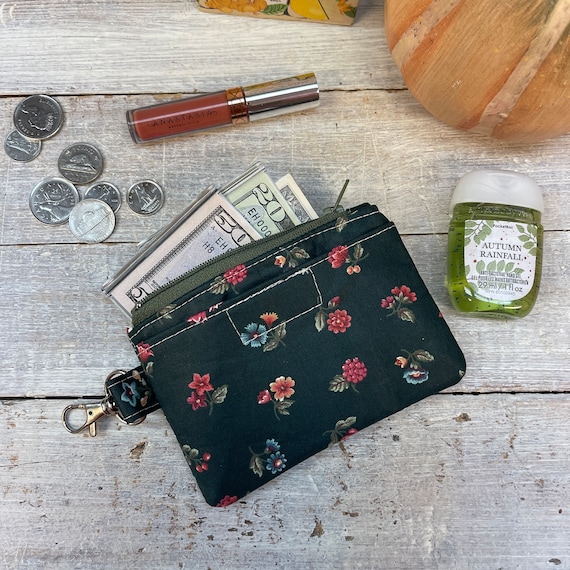 Small Wallet Green Floral ID Holder Grab and Go Wallet - Etsy