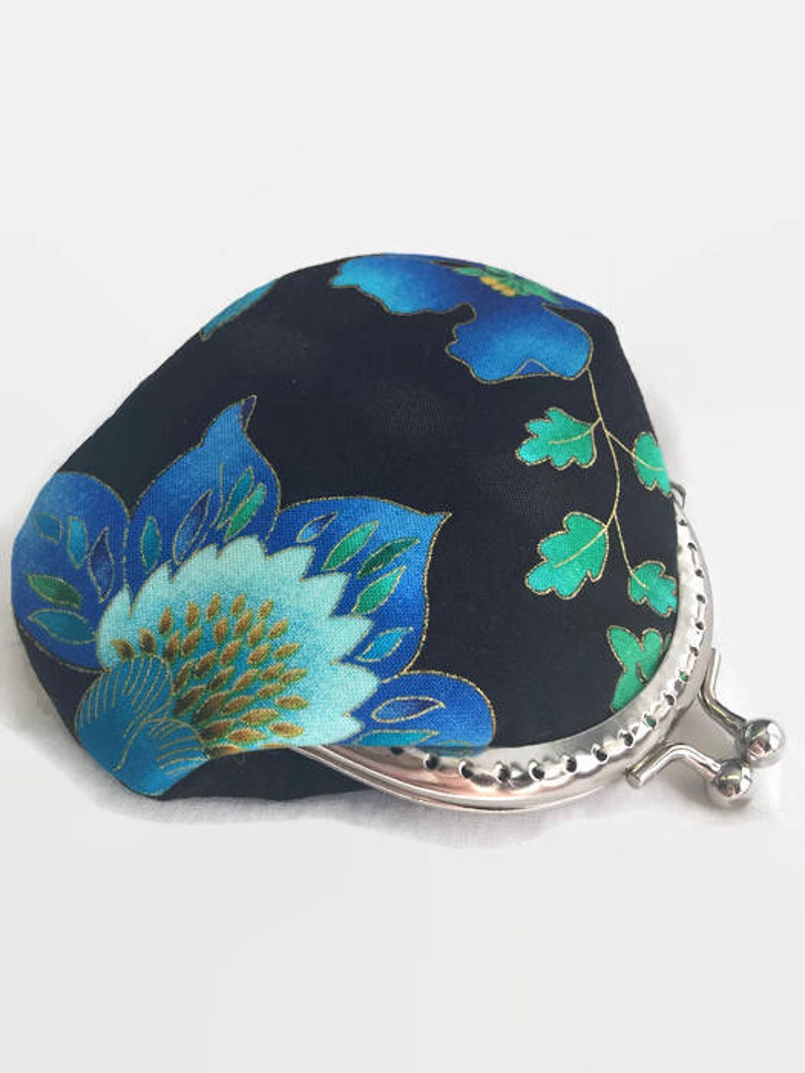 Coin Purse Floral Coin Purse Small Purse Black Coin Purse | Etsy