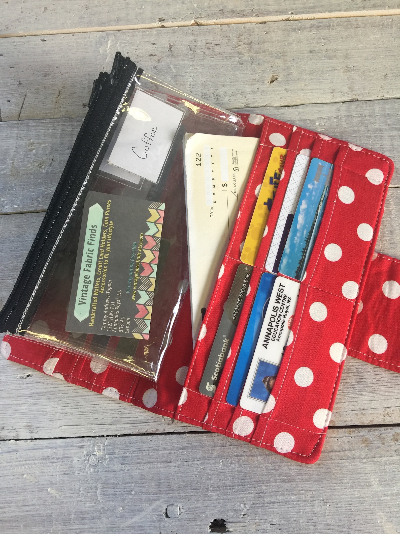 Money Envelope System Zippered Pockets Polka Dot Womens - Etsy