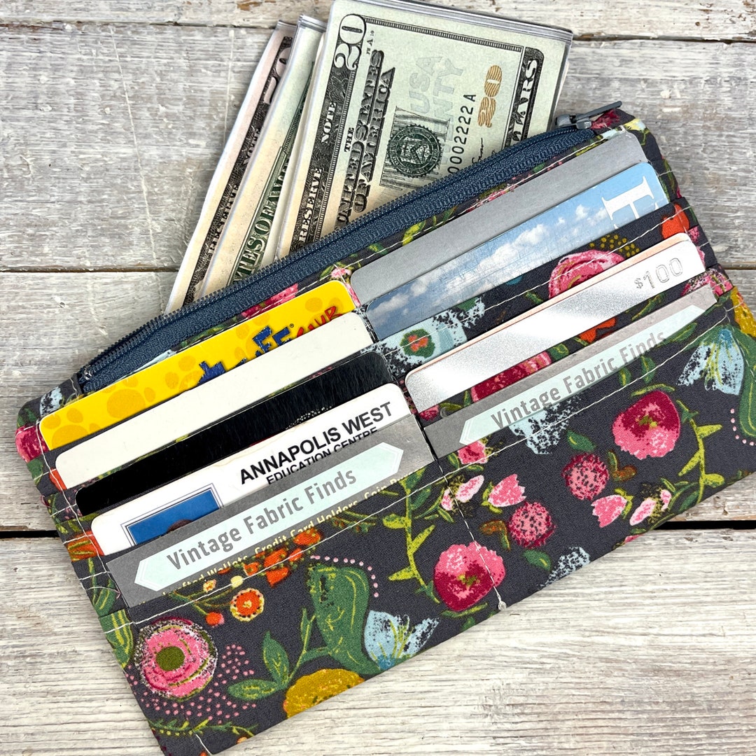 Floral Cotton Wallet Insert: Clutch Purse Organizer, 16 Card Slots ...