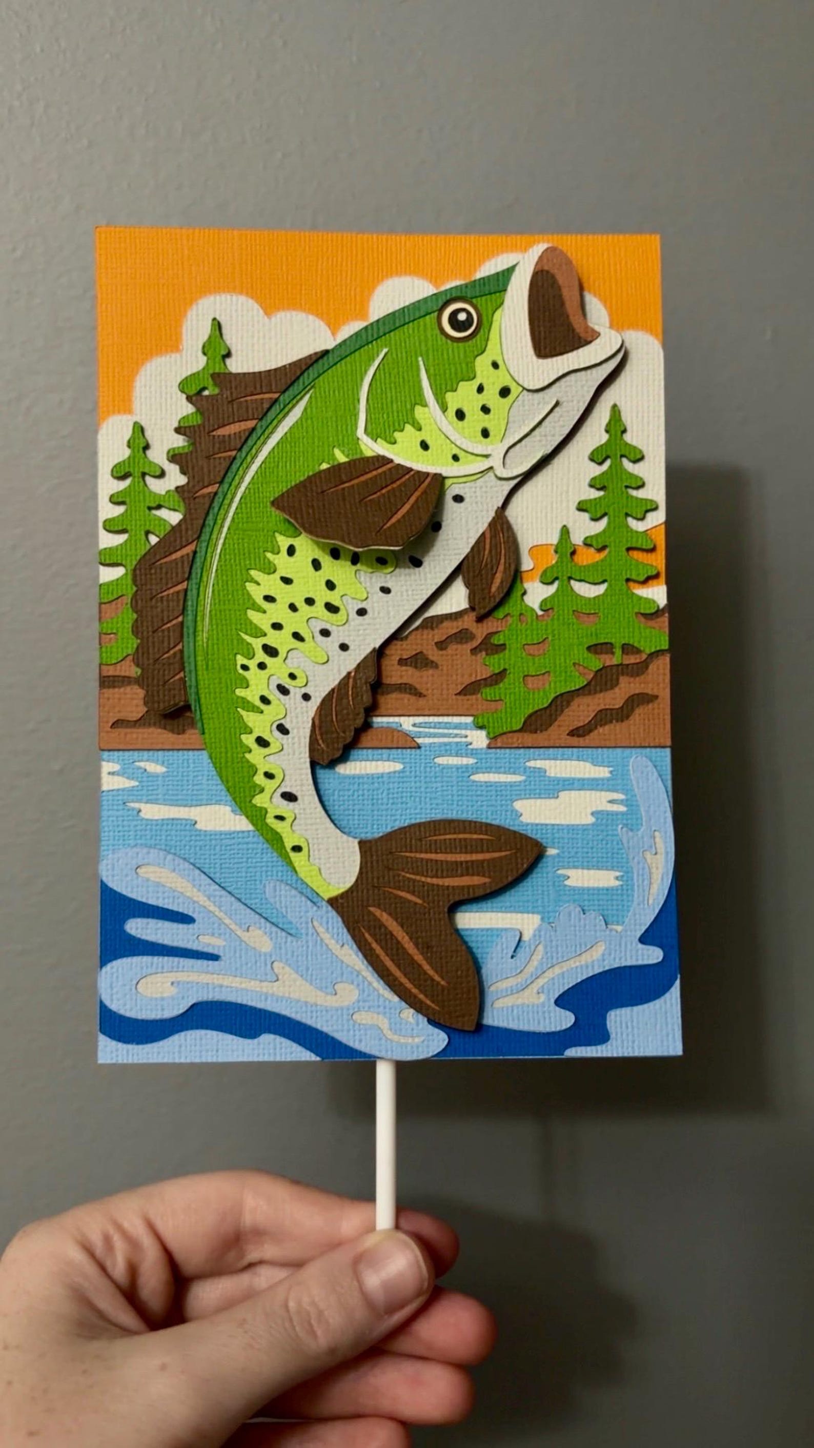 Layered Bass Fishing Cake Topper | Jumping Fish Birthday Party ...