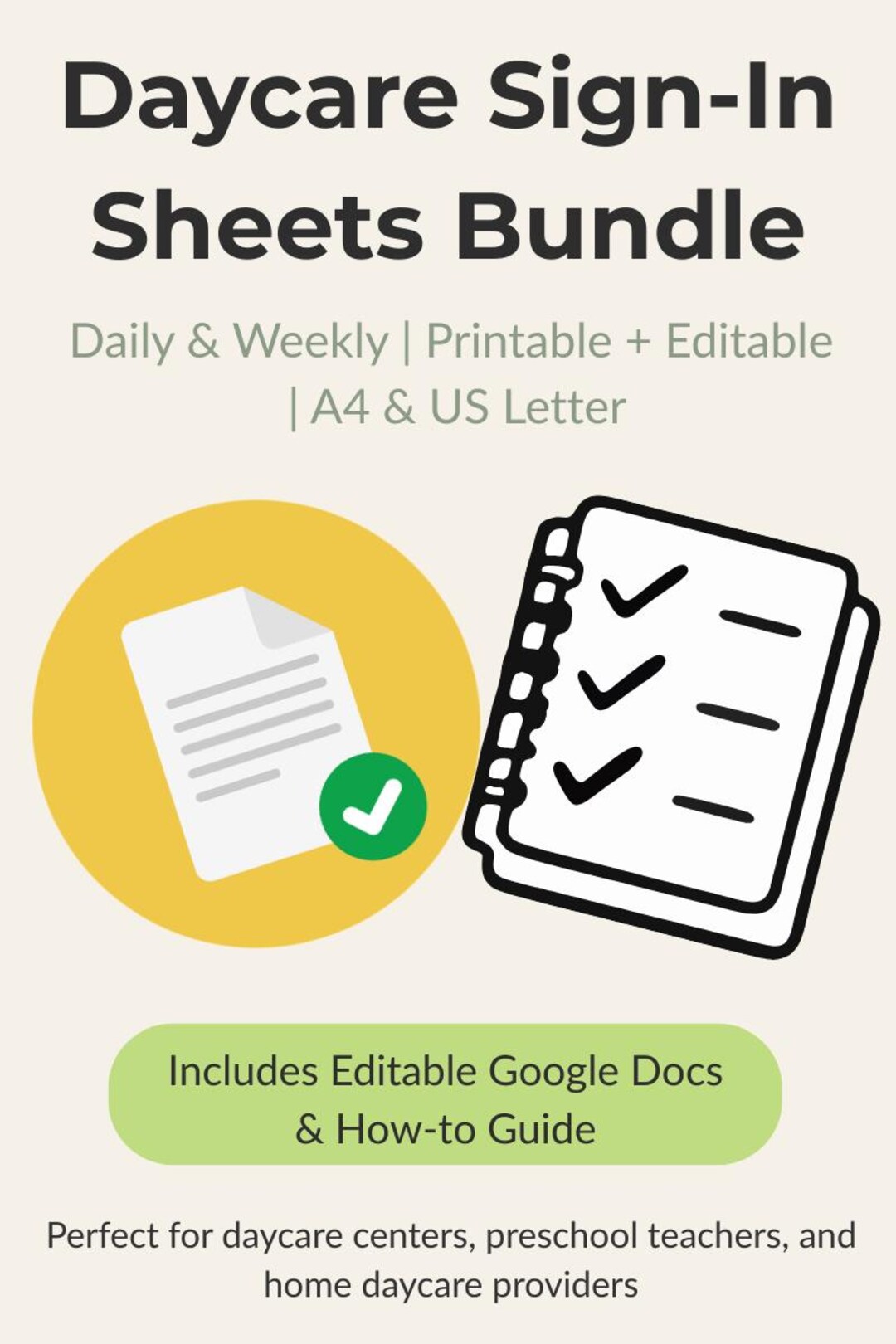 Daycare Attendance Sheets – Printable and Editable Weekly/daily Planner ...